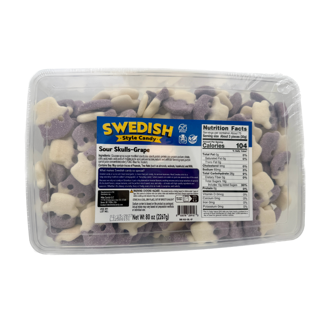Swedish Style Sour Grape Gummy Skulls - 5lb – Blair Candy Company