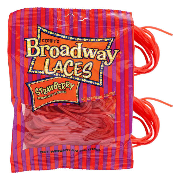 Shoe String Licorice Red 4oz Bag Broadway laces – Blair Candy Company