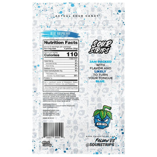 Sour Strips Blue Raspberry - 3.4oz – Blair Candy Company