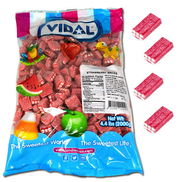 Strawberry Licorice Bricks Candies 4.4lb Vidal – Blair Candy Company